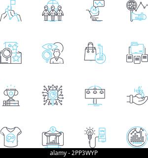 Organizational review linear icons set. Assessment, Analysis, Audit, Evaluation, Examination ...