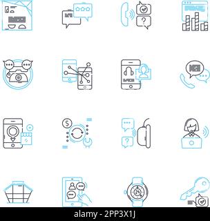Trade guidance linear icons set. Negotiation, Exports, Imports ...