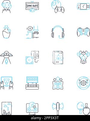 Entertainment diversion linear icons set. Amusement, Recreation ...