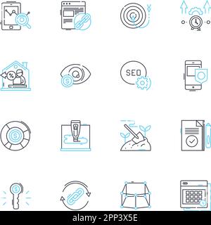 Brand perception linear icons set. Trusrthy, Authenticity, Reputation ...