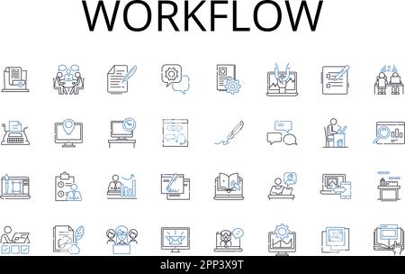 Project framework line icons collection. Methodology, Framework ...