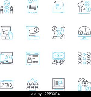 Debt linear icons set. Interest, Lending, Repayment, Credit, Default ...