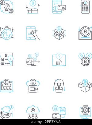 Financial forecasting linear icons set. Projections, Analysis, Trends, Budgeting, Forecast ...