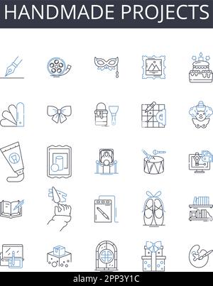 Handmade projects line icons collection. Heritage, Tradition ...