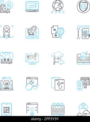 Two factor authentication icons set outline vector. Code certificate. Online validation Stock ...