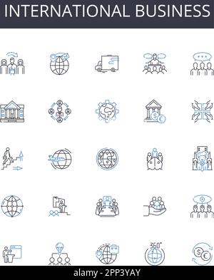Cross-border operations line icons collection. International, Customs ...
