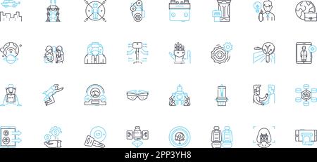 Digital Transformation - DigiTrans linear icons set. Disruption, Innovation, Agility ...