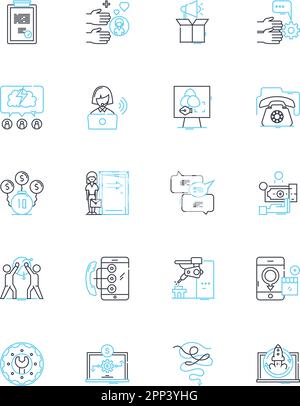 Buyer liaison linear icons set. Communication, Relationship ...