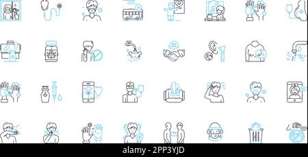 SARS-CoV- linear icons set. Virus, Pandemic, Disease, Infection ...