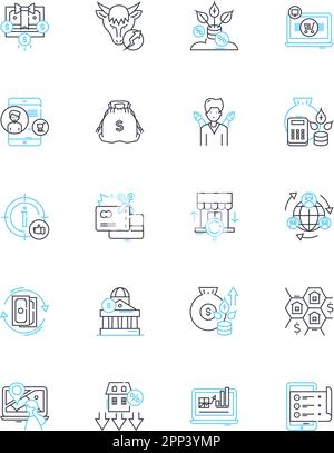 Cash flow management line icons collection. Typography, Magazine ...
