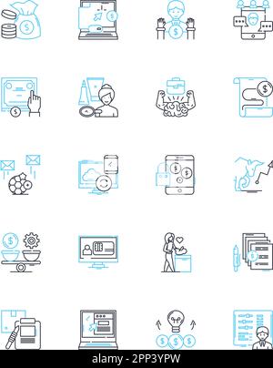 Frugal spending linear icons set. Budgeting, Savings, Thrift ...