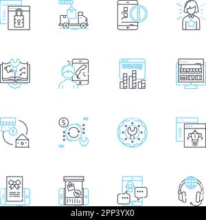 Patron advocacy linear icons set. Support, Representation, Protection ...
