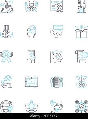 Occupational advancement linear icons set. Promotion, Growth ...