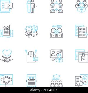 Brand activation linear icons set. Engagement, Immersion, Buzz ...