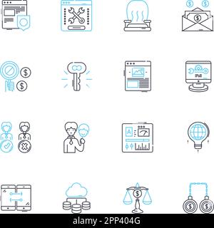 Spread linear icons set. Dissemination, Diffusion, Propagation ...