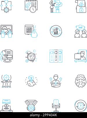 Happy pleased linear icons set. Joyful, Grateful, Ecstatic, Content ...