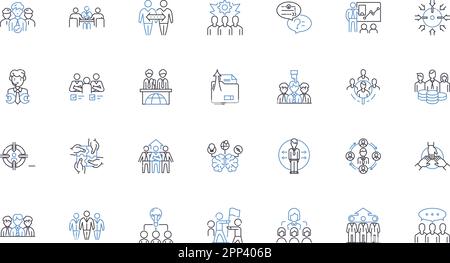 Sales conference line icons collection. Nerking , Motivation , Strategy ...
