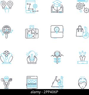 Action planning linear icons set. trategy, Goal, Plan, Execution ...