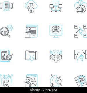 Information governance linear icons set. Compliance, Security, Risk ...