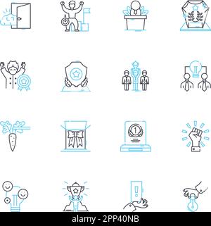 Weight lifting linear icons set. Strength, Power, Muscle, Fitness ...