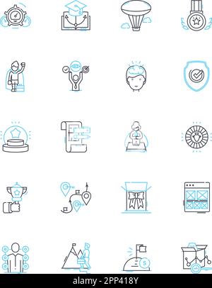 Organizational review linear icons set. Assessment, Analysis, Audit ...