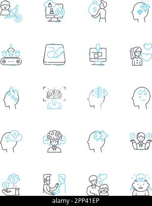 Cogitation linear icons set. Reflection, Contemplation, Rumination ...