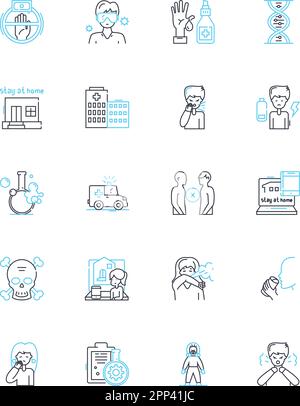 Pathogens linear icons set. Bacteria, Virus, Fungi, Parasites ...