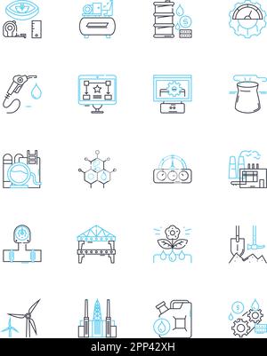 Circuitry linear icons set. Voltage, Resistance, Capacitance, Current ...