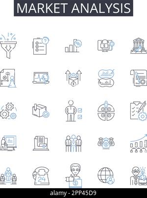 Competitor analysis line icons collection. Rivals, Analysis ...
