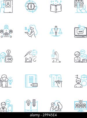 Web-based education linear icons set. Online, E-learning, Distance learning, Virtual, Webinar ...