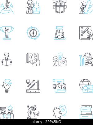 Educated campus linear icons set. Knowledgeable, Intellectual, Studious ...