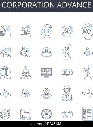 Establishment prosperity line icons collection. Growth, Profit, Success, Thriving, Advancement ...