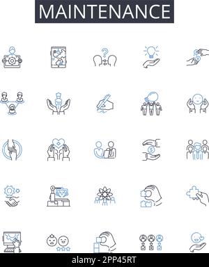 Maintenance line icons collection. Upkeep, Repair, Care, Service ...