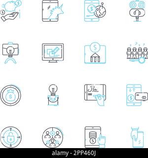 Budgeting techniques linear icons set. Frugality, Allocation ...