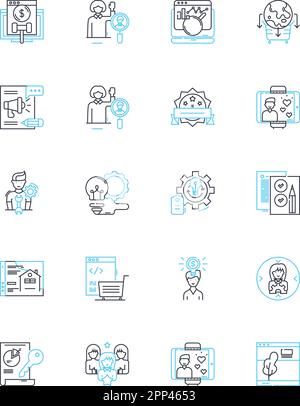 Financial oversight linear icons set. Governance, Supervision, Control ...