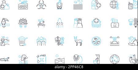 Biodiversity loss linear icons set. Extinction, Habitat, Fragmentation ...