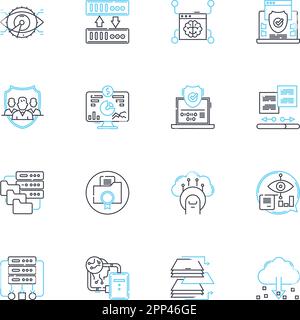 Voluminous records linear icons set. Extensive, Abundant, Comprehensive ...