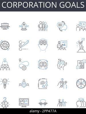 Giant ambitions line icons collection. Expansion, Monumental, Towering ...