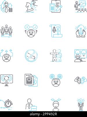 Service initiation linear icons set. Onboarding, Initiation, Launch, Introduction, Kickoff ...