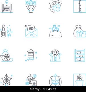 Embellishing linear icons set. Adorn, Decorate, Ornament, Enhance ...