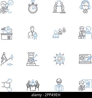 Leadership line icons collection. Kaizen, Continuous improvement, Collaboration, Empowerment ...