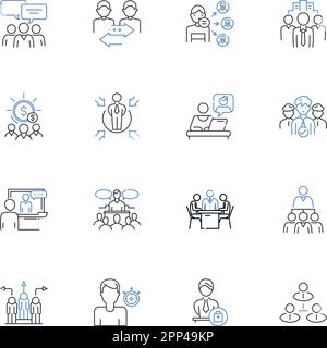 Synergetic teamwork line icons collection. Collaboration, Unity, Trust ...