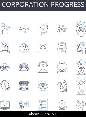 Establishment advancement line icons collection. Innovation, Growth, Expansion, Progress ...