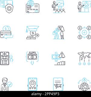 Tokenization linear icons set. Encryption, Security, Authentication, Transactions, Blockchain ...