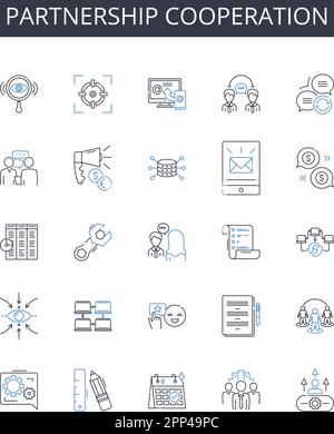 Synergetic teamwork line icons collection. Collaboration, Unity, Trust ...
