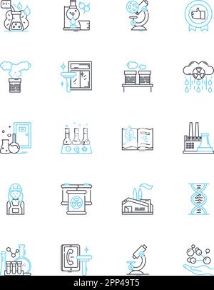 Chemical synthesis linear icons set. Reaction, Compound, Mixture ...