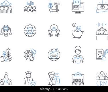 Differentiation and distinction line icons collection. unique ...