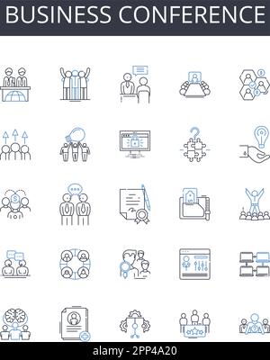 Sales conference line icons collection. Nerking , Motivation , Strategy ...