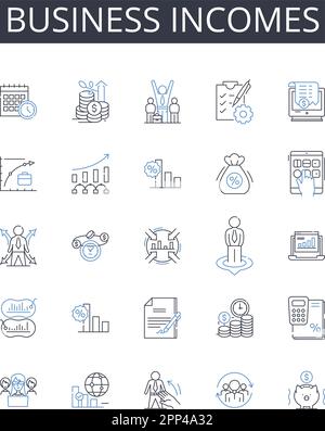 Commercial returns line icons collection. Profitability, Revenue ...