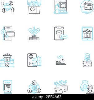 Wealth flow linear icons set. Prosperity, Abundance, Cashflow ...